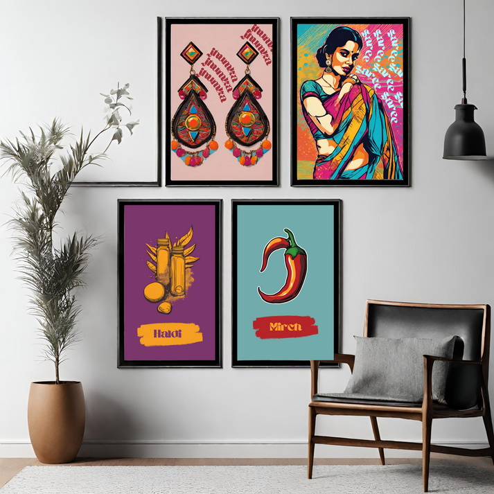 Wall Art - Desi Pop Digital Art 8 pcs – Bansal Designs