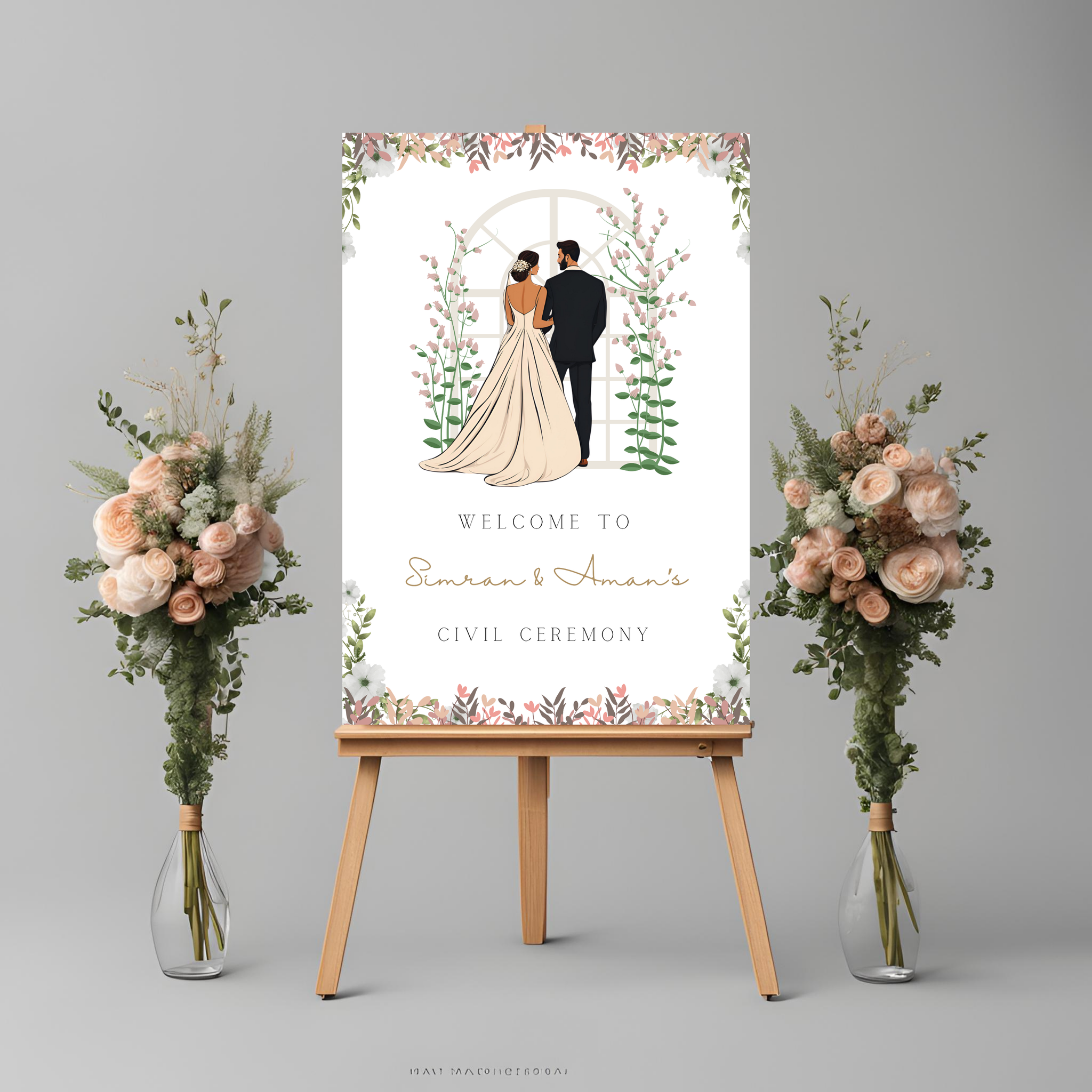 Civil Wedding Minimalist Entrance Board Digital Download - Online Temp ...