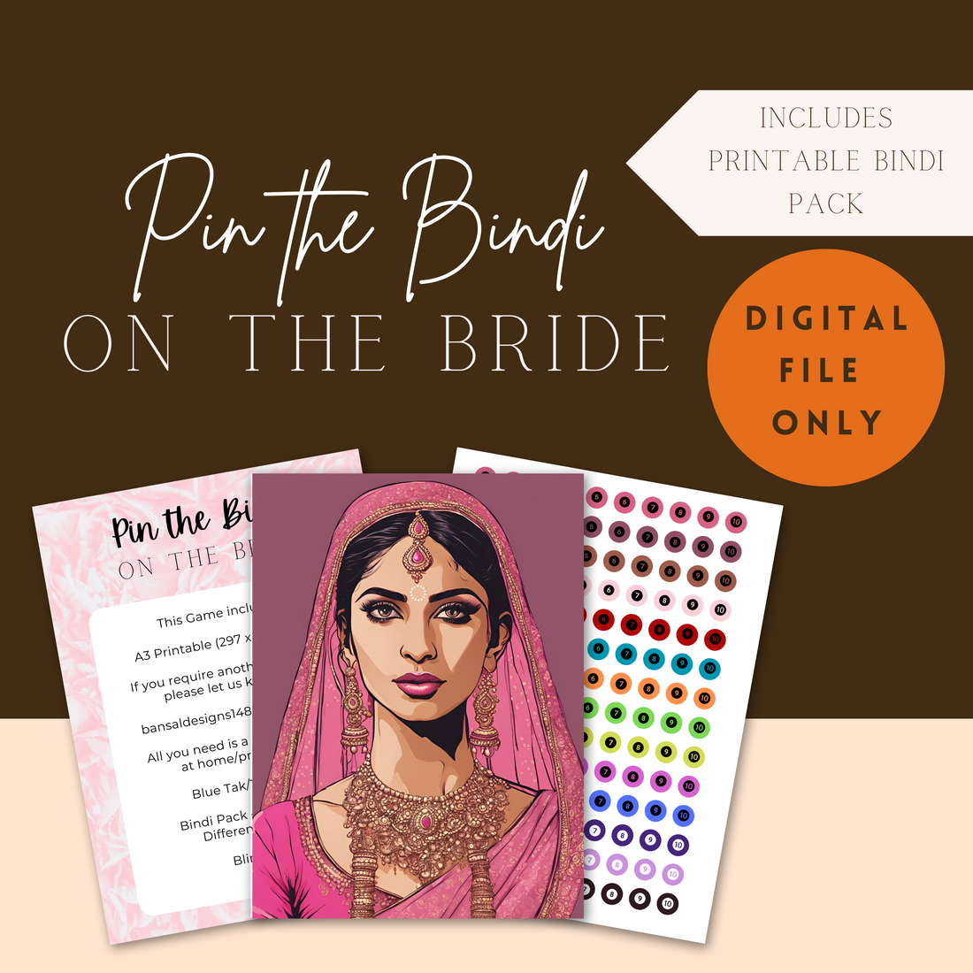 Pin the Bindi on the Bride - Wedding Game Digital Printable – Bansal ...